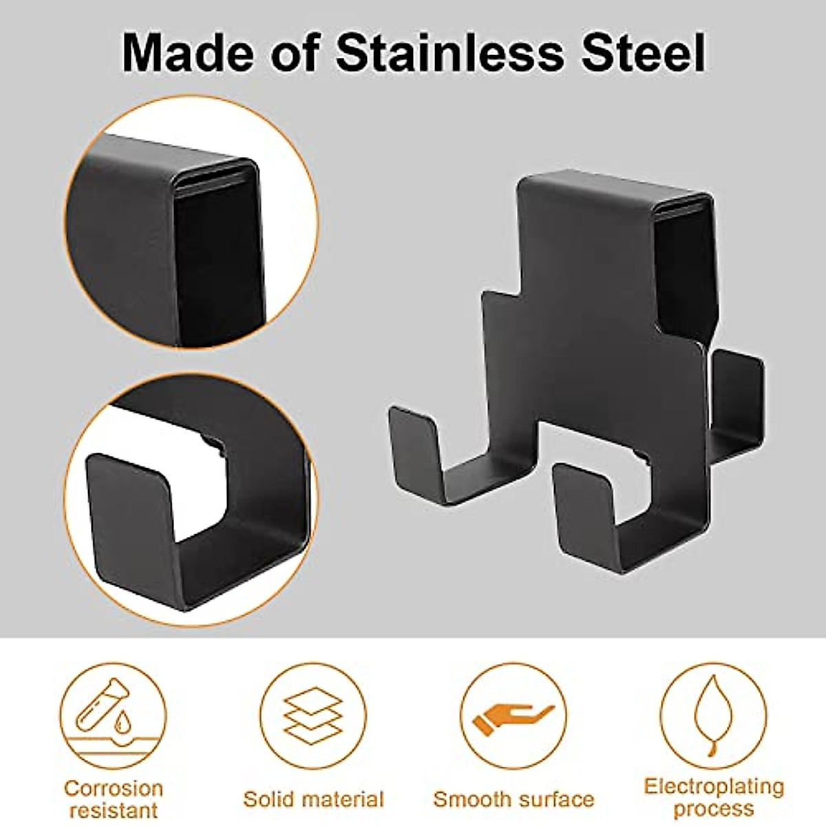 Morobor 2pcs Triple Hooks, Over Shower Glass Door Hooks for Frameless Glass Shower Door, Stainless Steel Towel Hooks Over The Bathroom Glass Wall (Black)