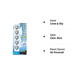 Febreze Car Air Freshener, Set of 5 Clips, Linen & Sky - up to 150 Days