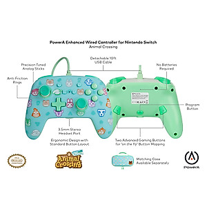 PowerA Enhanced Wired Controller for Nintendo Switch - Animal Crossing