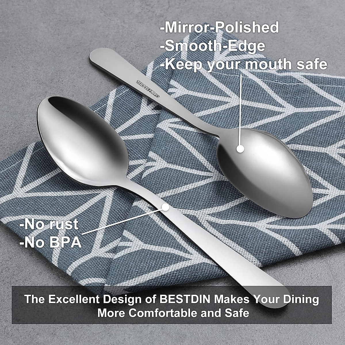 Tea Spoons Set, Bestdin Teaspoons Set of 24, Stainless Steel Small Spoons, Tea Spoons Silverware for Home Kitchen Restaurant, Flatware Dinner Spoons, Dishwasher Safe (5.9 Inch)