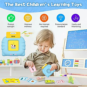 Talking Flash Cards Learning Toys for 2 3 4 5 Year Old Kids Toddler Flash Cards, Educational Toddlers Toys Reading Machine with 224 Words, Preschool Montessori Toys and Birthday Gift for Kids (Blue)