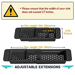 NiHome 17.5’’x15.3’’ Roll Up Dish Drying Rack with Side Utensil Holder Tray Over Sink Detachable Foldable Collapsible Stainless Steel Multipurpose Kitchen Drainer (Black)