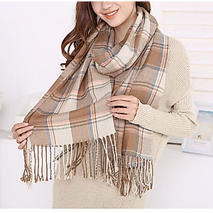 Wander Agio Womens Scarves Warm Long Shawl Wraps Wool Large Scarf Gird Beige