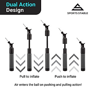 Sports Stable Ball Pump with 5 Needles Push and Pull Inflation Device for Your Basketball, Football, Soccer Ball, Volleyball, and Other Sport Balls