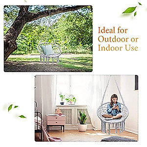 Giantex Hanging Hammock Chair, Macrame Hanging Chair 330 Pounds Capacity, Cotton Rope Handwoven Tassels Porch Swing Chair for Bedroom, Living Room, Yard, Garden, Balcony, Indoor/Outdoor(Grey)