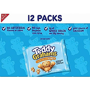 Teddy Grahams Honey Graham Snacks, 48 Total Snack Packs (4 Boxes)