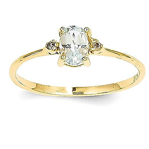 IceCarats 14K Yellow Gold Diamond Blue Aquamarine Ring March Birthstone Jewelry Size 6