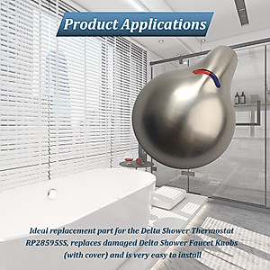 LEDBarz RP28595SS Shower Knob Replacement with Cover for Delta Shower Faucet Handle,Shower Temperature Knob,Stainless Steel Color