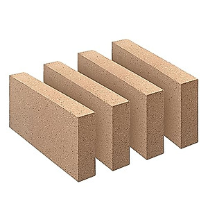 Fire Bricks, Woodstove Firebricks, Size 9″ x 4-1/2″ x 1-1/4″, 4-Pack, Insulating Fire Bricks, Clay Firebricks Replacement for Wood Stoves, Fireplaces, Fire Pit, Kiln, Pizza Oven