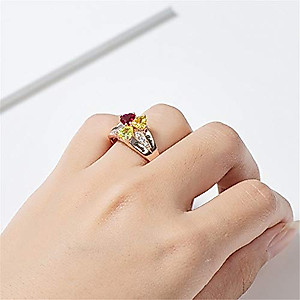 ORFAN Personalized Mothers Rings with 3 Simulated Birthstones and Names Sterling Silver Family Name Ring for Women Custom Anniversary Rings Christmas Gift for Mother Grandmother (Silver)