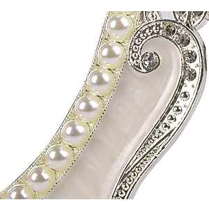 Nerien Vintage Vanity Tabletop Mirror, Metal Oval Decorative Makeup Mirror with Stand, Antique Table Cosmetic Mirror, Coquette Countertop Desk Dresser Mirror for Home Bedroom Bathroom (White, M)