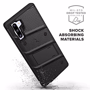 Zizo Bolt Cover - Case for Samsung Galaxy Note 10 & Kickstand and Holster (Black