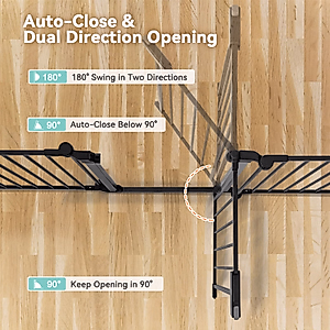 COMOMY 80" Extra Wide Baby Gate, Dog Gate for House Stairs Doorways Fireplace, Auto Close Pet Gate with Door Walk Through, 3 Metal Panels, Hardware Mounted Baby Fence Indoor Outdoor(30" Tall, Black)