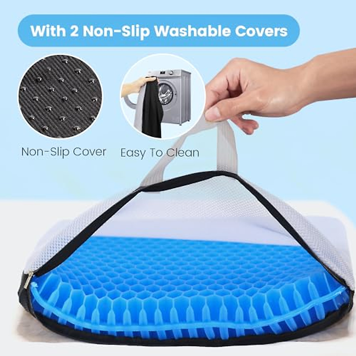 XSIUYU Extra-Large Gel Seat Cushion, Breathable Honeycomb Design Chair Cushions, Tailbone Pain Relief Egg Seat Cushion Butt Pillow, Chair Cushion for Office Chair Car Wheelchair Home Desk Chair
