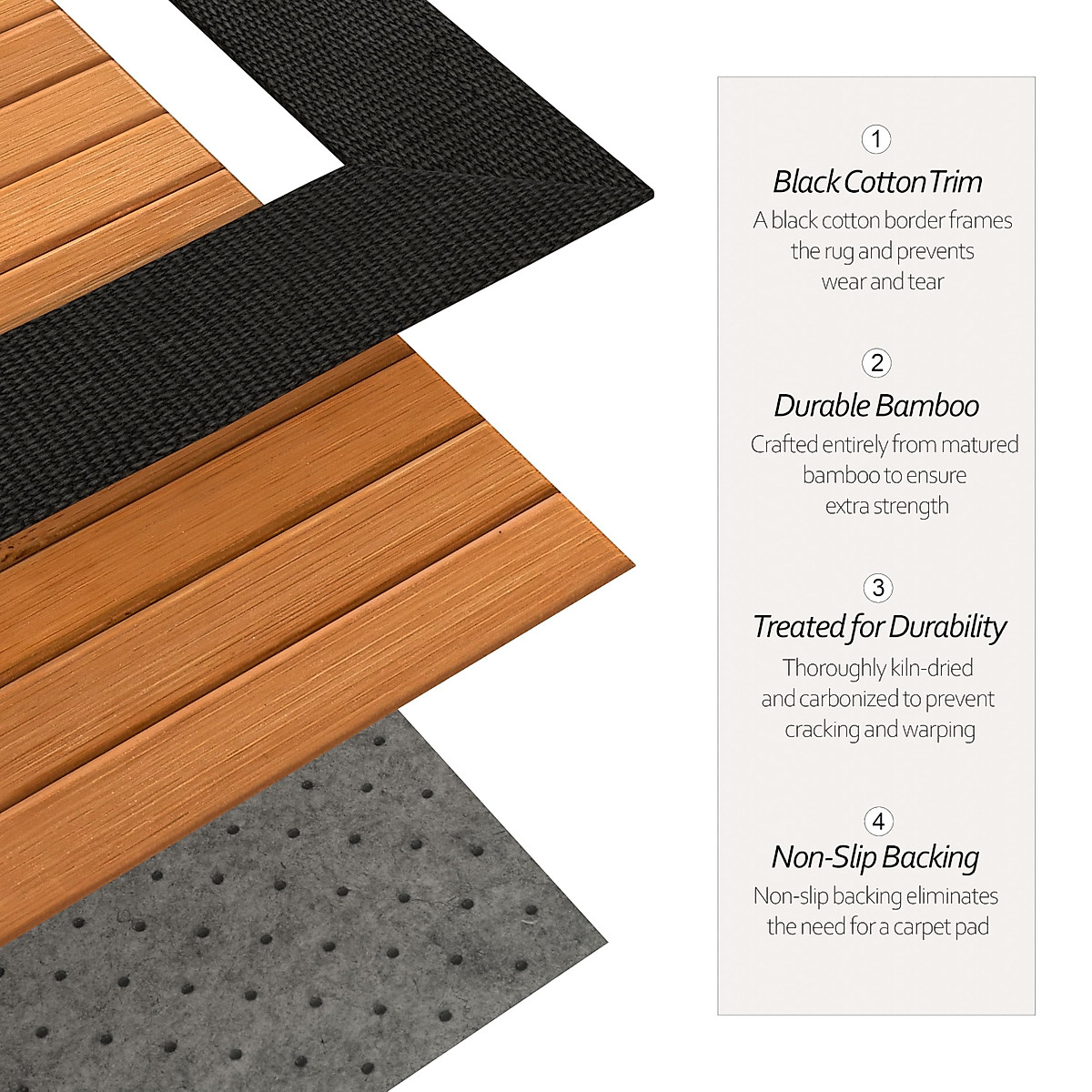 Oriental Furniture Bamboo Rug - Burnt Bamboo - 4' x 6'