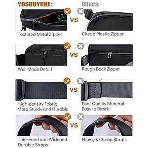 YOSHUYUKI Fanny Pack Crossbody Bag Trendy Waterproof Small Sling Cross Body Purse for Women Men Fashion Waist Packs Mini Belt Pouch Chest Bum Hip Lulu Dupes Travel Vacation Running Black