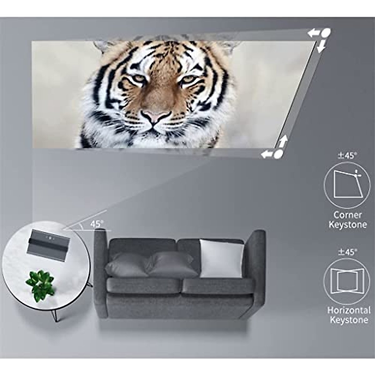 Feilx Mini Projector 2022 Upgraded Portable Video-Projector,3D Projector WiFi Smart Projector Bluetooth Portable Mini Projector Home Theater Projector