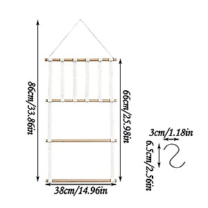 BetterJonny 1Pc Headband and Bow Holder for Girls Hair Bows, White Hanging Baby Headbands Storage Organizer with 30Pcs Stainless Steel Hooks Headband Holder for Room,Door,Wall