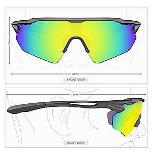 Sports Sunglasses Bike Cycling Sunglasses for Men Women with 5 Interchangeable Lens,Polarized Sunglasses with Anti-Uv400 for Driving Fishing Golf