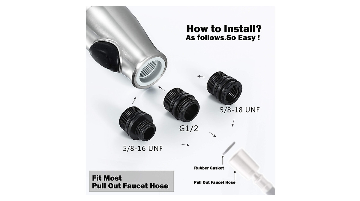 Pull-Out Spray Nozzle for Kitchen Faucets - Brushed Nickel