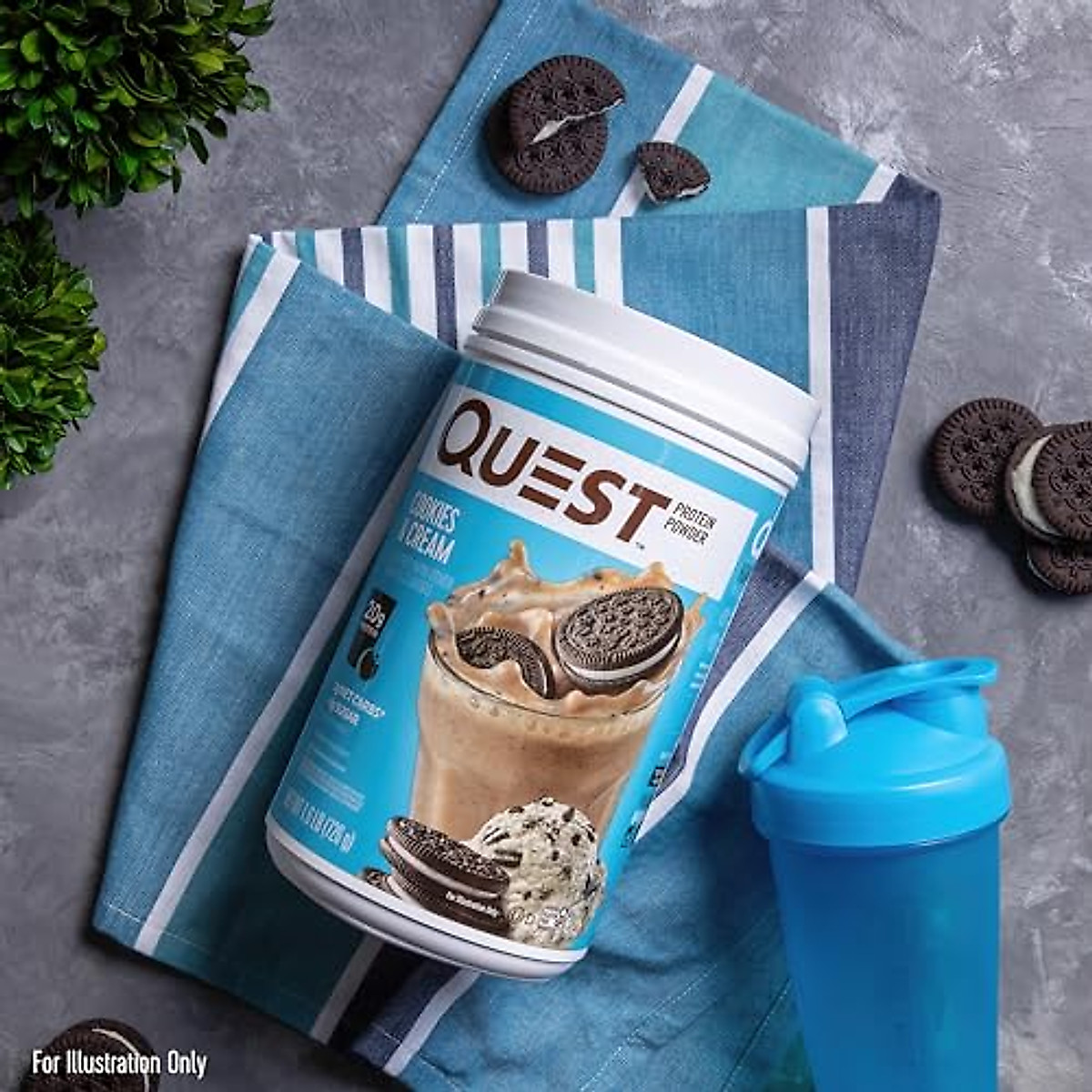 Quest Nutrition Cookies & Cream Protein Powder; 20g Protein; 1g Sugar; Low Carb; Gluten Free; 1.6 Pound; 22 Servings