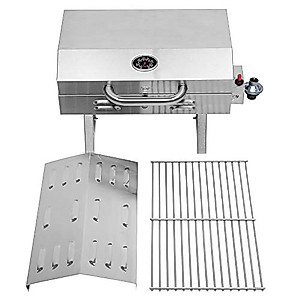 ROVSUN Portable Propane Gas Grill 12,000BTU, Tabletop Outdoor Cooking Grill for Picnic Camping RV Tailgating Patio Garden BBQ, Stainless Steel