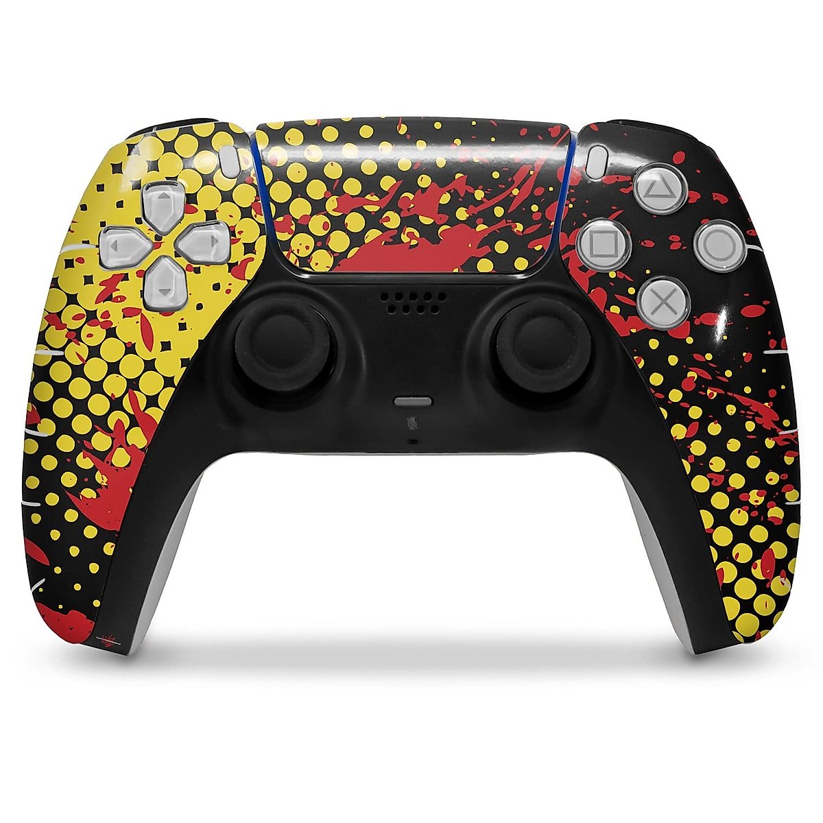 WraptorSkinz Skin Wrap compatible with Sony PS5 DualSense Controller Halftone Splatter Yellow Red (CONTROLLER NOT INCLUDED)