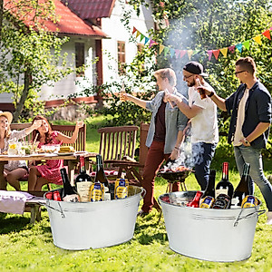 Gerrii 4 Pcs Beverage Tub 24L 6.5 Gallon Ice Buckets Beverage Galvanized Bucket Party Drinking Bucket with Handles Large Ice Drinking Bucket for Party Wedding Bar Wine Beer Champagne Bottle Cooler