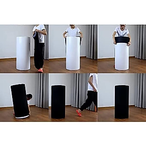 ittsmnt Blue Cylinder Plinth Covers for Parties Decorations Solid Dark Blue Forest Castle Pedestal Covers for Baby Shower Princess Birthday Party Cake Tablecloth Decor Banner