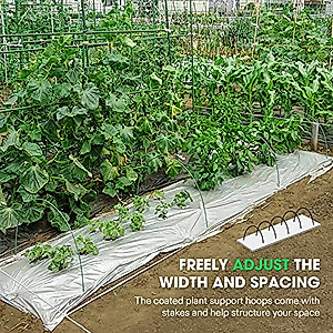 VIVOSUN 6Pcs 4FT Greenhouse Hoops, 6 Sets 19.7" x 18.9" Garden Hoops, Grow Tunnel with Plastic Coated, Rust-Free, Garden Hoops Garden Stakes Plant Supports for Garden Fabric Covers Raised Beds