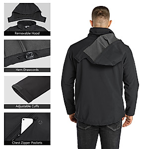 Outdoor Ventures Men's Lightweight Softshell Jacket Fleece Lined Hooded Water Resistant Winter Hiking Windbreaker Jackets