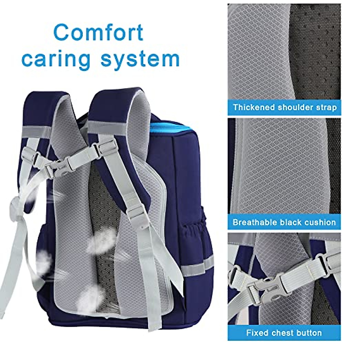 Fsoezso School Backpacks 16 * 12 * 5 in for boy, Cute Book Bag with Compartments for Teen boy Kid Students Elementary Middle School, Kids' School Bag, Blue