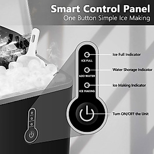 KUMIO Ice Makers Countertop, 9 Thick Bullet Ice Ready in 6-9 Mins, 26.5 Lbs in 24Hrs, Portable Ice Maker with Ice Scoop and Basket, Compact Design for Home Kitchen Office Bar Party, Black