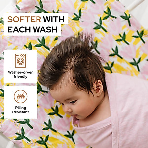 Mini Crib Sheet with Flower Pattern - 100% Organic Jersey Cotton Pack n Play Fitted Sheet - Pickle & Pumpkin Premium Pack and Play Sheet