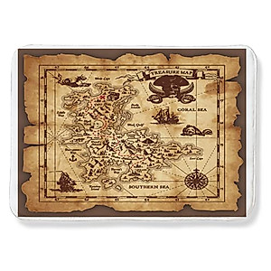 XYHH Area Rug Super Detailed Treasure Map Grungy Rustic Pirates Gold Secret Sea History Theme for Living Room Dining Bedroom playroom Parent-Child Game mat Study Office Decor LTH, White 2, 39x60in