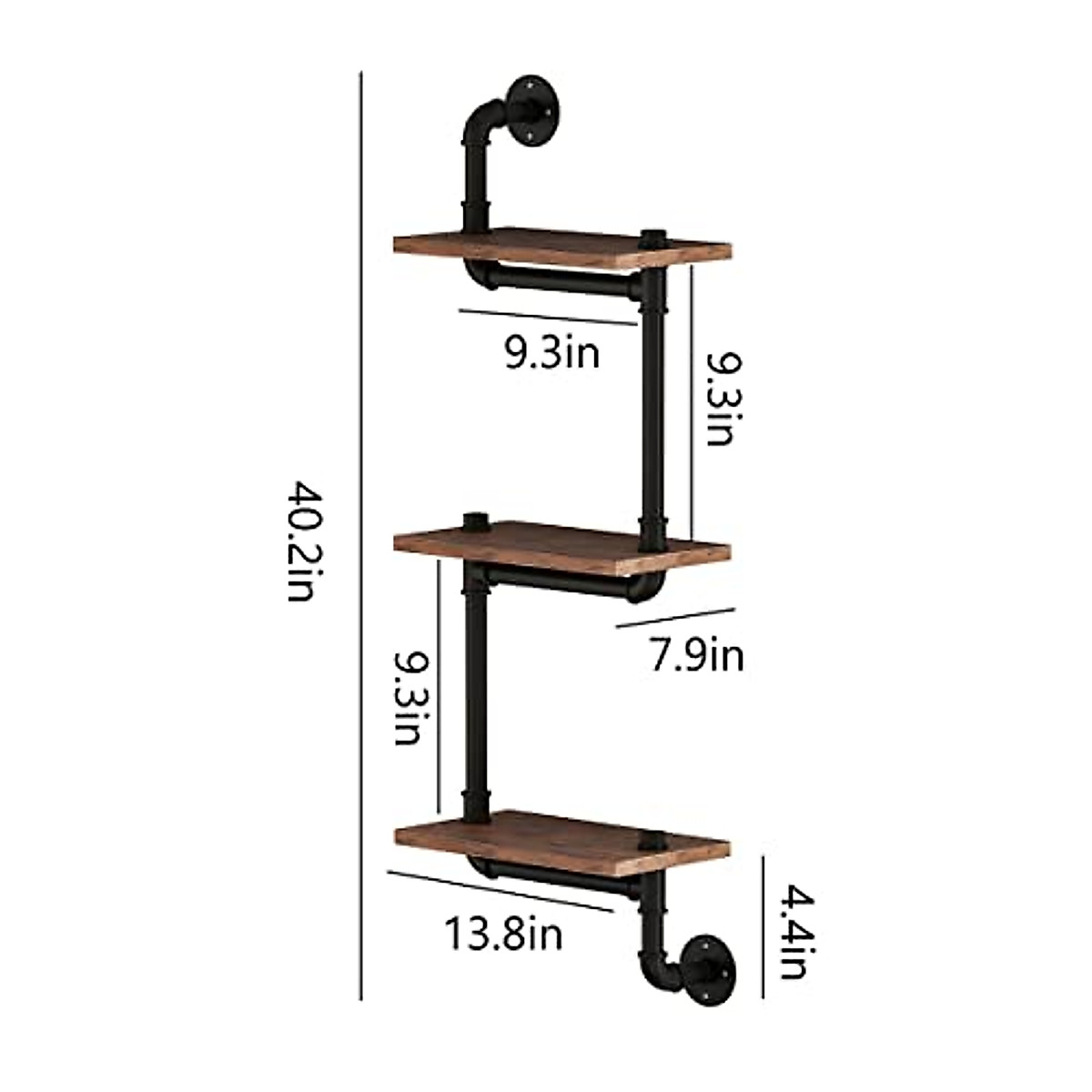 LBSLMJB Industrial Pipe Shelving, Modern Wood Ladder Pipe Shelves with Wood Planks, Retro Rustic DIY Floating Shelves Wall Mounted for Bar Kitchen Living Room