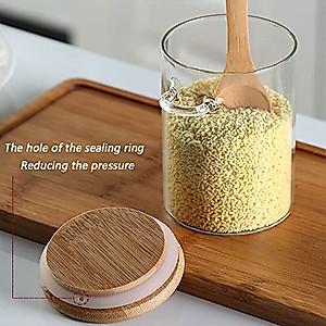 4Pack-18.5Oz,Glass Jars Containers with Bamboo Airtight Lid & Spoon, Food Storage Canister, Clear Glass Canisters for Cookie, Candy, Coffee, Sugar, Matcha Tea, Flour, Nuts & More