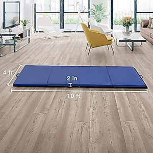 Gymnastics Mat 4x10x2 Tumbling Mat 4 Foldding Mat Gymnastic Indoor/Outdoor Mat 2” Thick PU Leather Folding Exercise Mat For Tumbling Home Gym Mat Yoga Mat Stretching Yoga Cheerleading Martial Arts