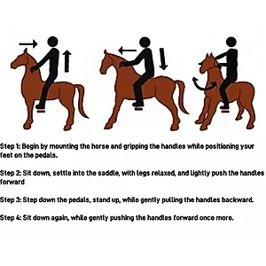 UFREE Ride on Horse, Horse Ride on Toy, Mechanical Horse, Plush Animal, Black Mane and Tail, Age 3-6