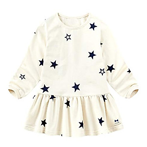 CuteMe Toddler Baby Girls Clothes Set Cute Star Print Long Sleeveand and Pants 2 Pieces Outfits (002,White,110)