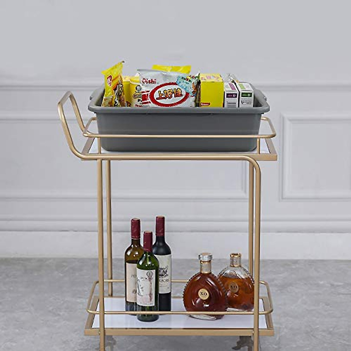 Farmoon 22L Commercial Bus Tub, Large Grey Wash Basin Tote Box, 4 Packs