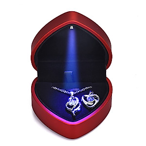 NW 2 pcs Pendants i love you necklace in 100 languages Projection Heart Pendant necklace for women mother with led light heart gift box SLIVER