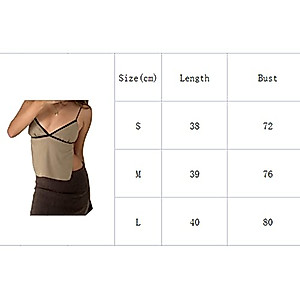 FSCONAGE Women Y2K Spaghetti Straps Backless Tank Top Sexy V Neck Tie Up Camisole Crop Top Summer Mini Vest E-Girl Streetwear A White