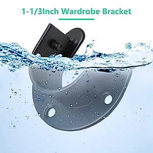 Suiwotin 8 Packs Stainless Steel Closet Rod End Supports 1-1/3 Inch Wardrobe Bracket Heavy Duty Closet Pole Sockets Flange Rod Holder, U-Shaped with Screws, Black