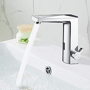 LEPO Touchless Sink Sensor Faucet, Automatic Motion Sensor Bathroom Sink Faucet Single Handle Brass Faucets Ideal for Kitchen Bathroom Basin Hotel