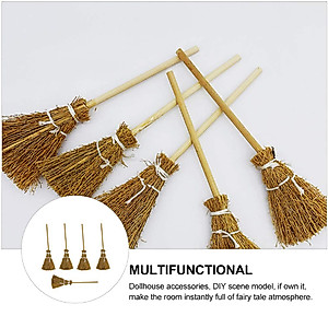 Toyvian Witch Broom Witch Broom 5Pcs Artificial Mini Broom Miniature Broom Props Mini Straw Broom Fairy Hopuse Micro Landscape Decoration Witch Broomstick Cinnamon Broom