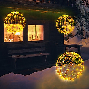 COVBOARD 12" Christmas LED Light Globe (3 Pack) with Multiple Auto Timing and Glow Modes, Folding Light Ball for Holiday Decor, Patio, Indoor/Outdoor Decorations LED Ball Lights Sphere (Warm White)