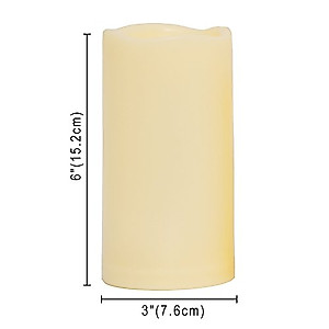 CANDLE CHOICE Waterproof Outdoor Battery Operated Flameless Candles with Timer Realistic Flickering Plastic Fake Electric LED Pillar Lights for Lantern Wedding Christmas Decorations 3x6 Inches 2 Pack