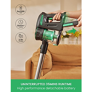 Vactidy Cordless Vacuum Cleaner, Blitz V8 Cordless Stick Vacuum with Detachable Battery, 20KPa Suction Hardwood Floor Vacuum Up to 35min Runtime, Lightweight Stick Vacuum for Carpet Pet Hair Cleaning