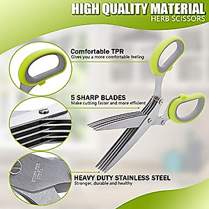 LHS Herb Scissors with 5 Multi Stainless Steel Blades and Safe Cover Kitchen Gadgets Cutter, Kitchen Chopping Shear, Mincer, Sharp Dishwasher Safe Kitchen Gadget, Culinary Cutter